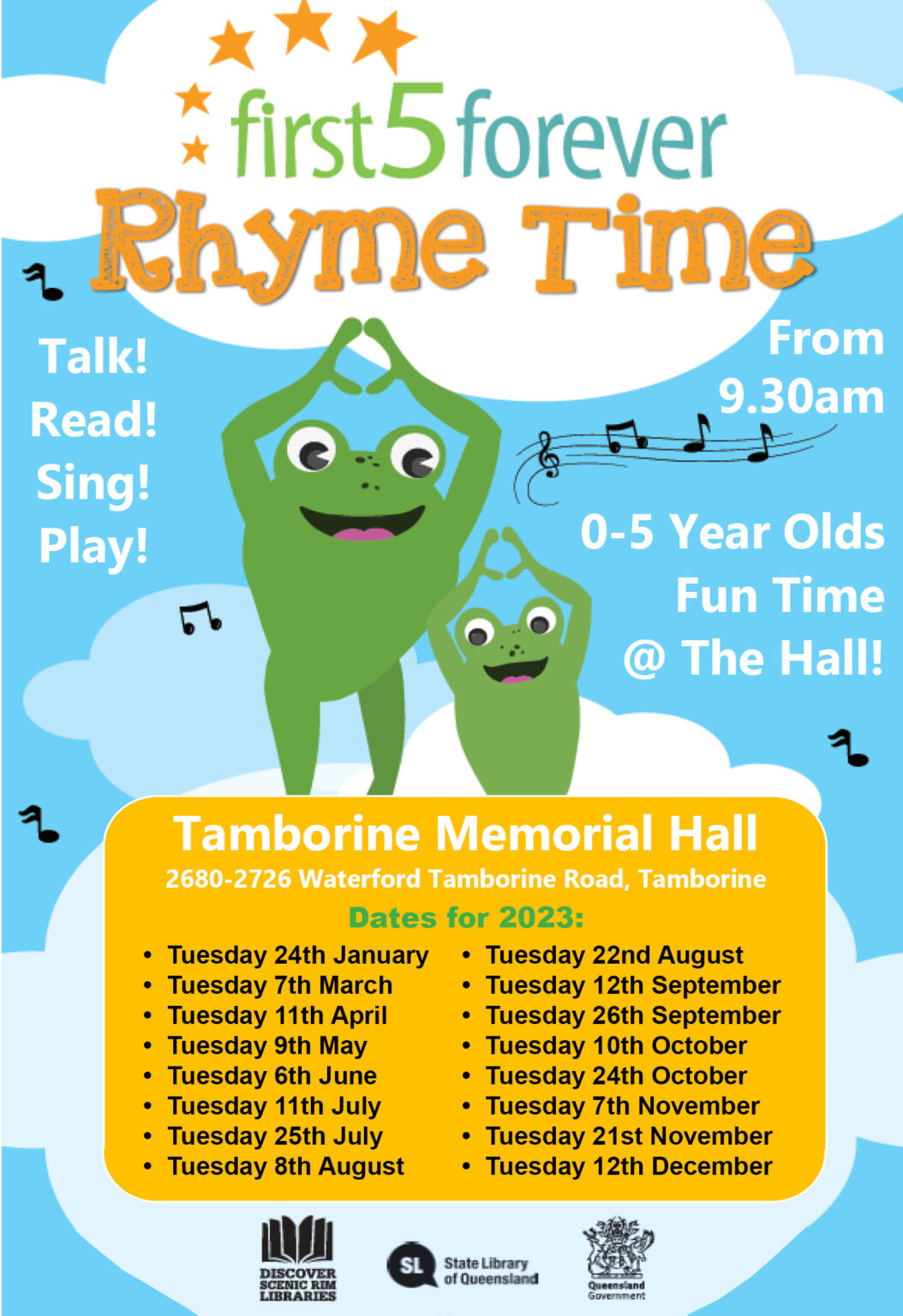 First Five Forever 0 - 5 Year Old Rhyme Time 2023 - Tamborine Bulletin